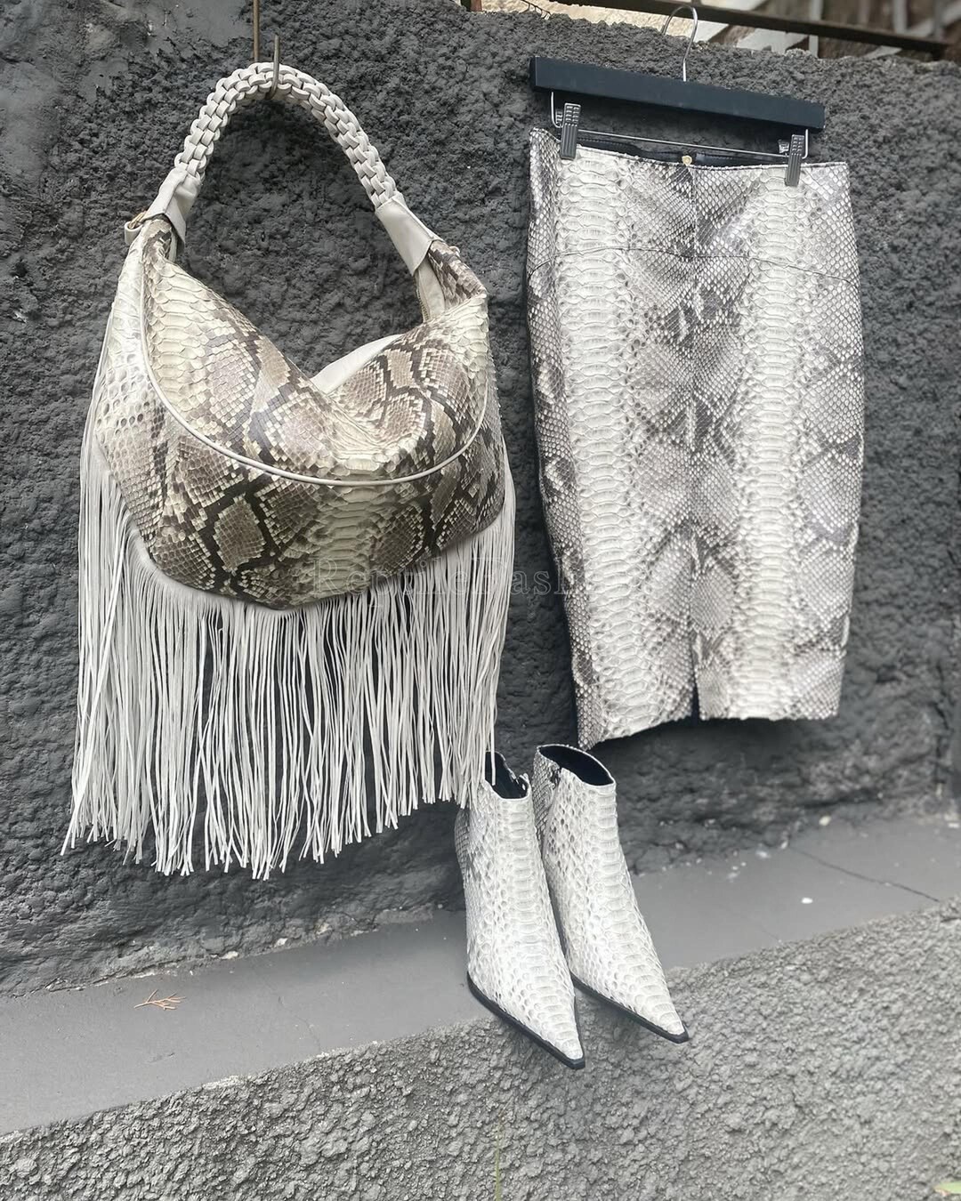 Handmade Python Leather Set: Boots, Skirt & Fringe Shoulder Bag - Etsy