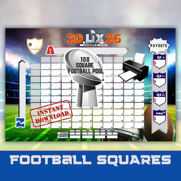 Super Bowl Squares 2026 - Etsy