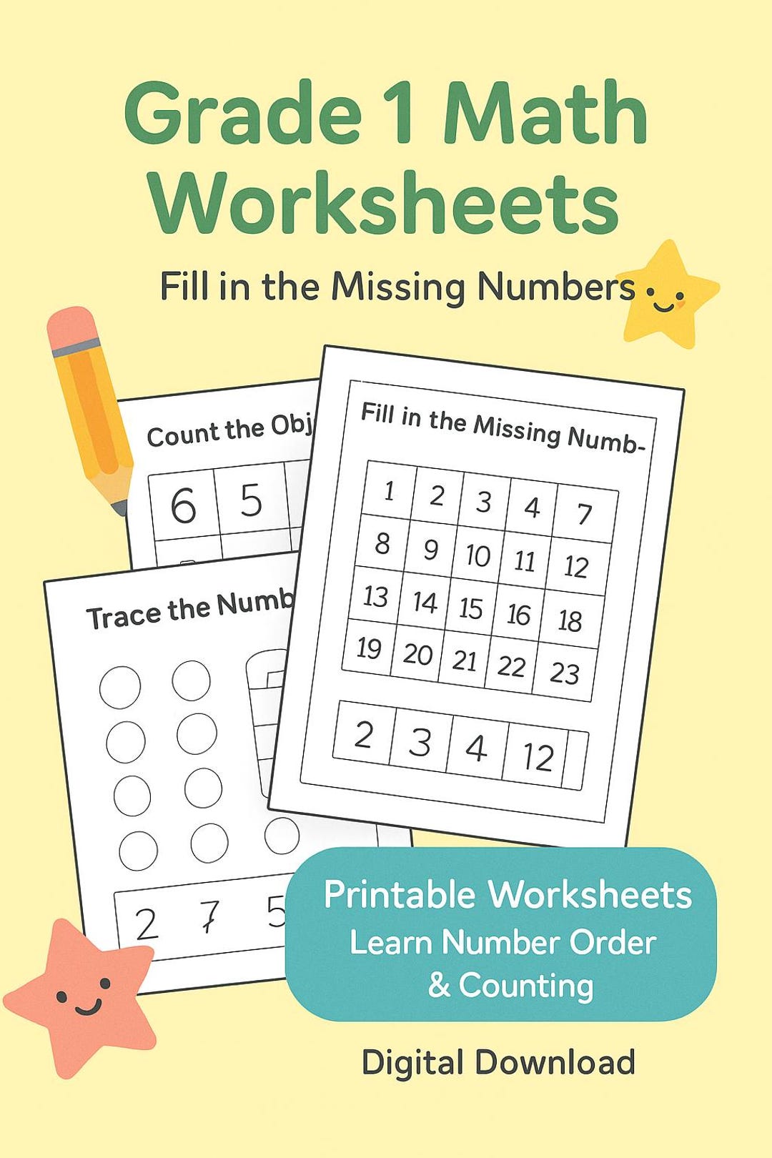 Grade 1 Math Worksheets Printable | Early Math Practice | Counting ...