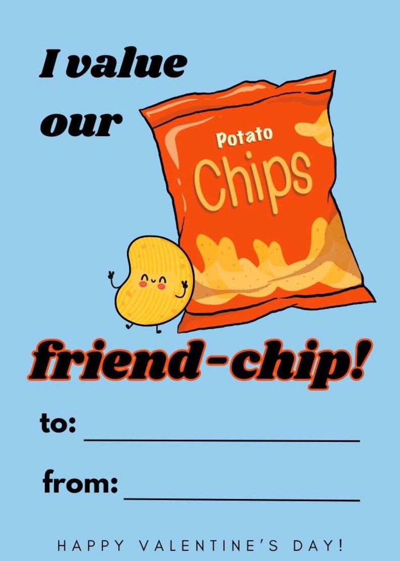 Printable Potato Chip Classroom Valentine Digital Download - Etsy