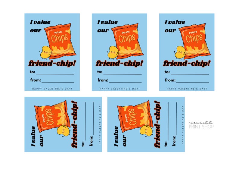 Printable Potato Chip Classroom Valentine Digital Download - Etsy