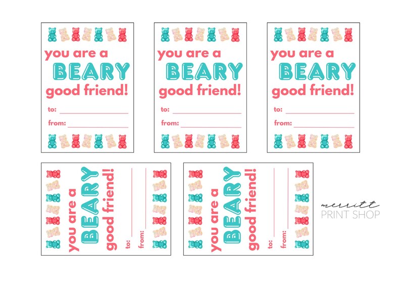 Printable Gummy Bear Classroom Valentine Digital Download - Etsy