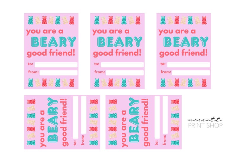 Printable Pink Gummy Bear Classroom Valentine Digital Download - Etsy