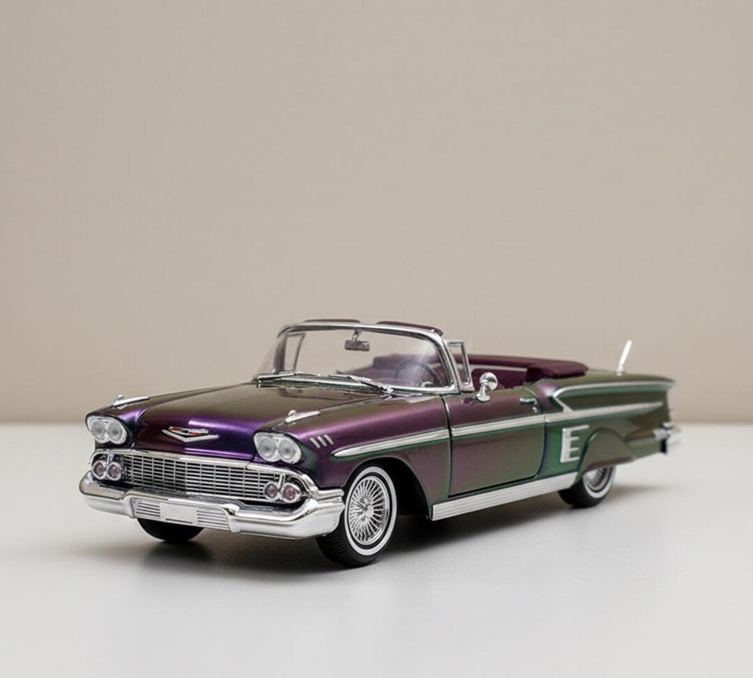 Chevrolet Impala 1958 Custom Wrap 1/24 Purple & Green Model Toy Car - Etsy