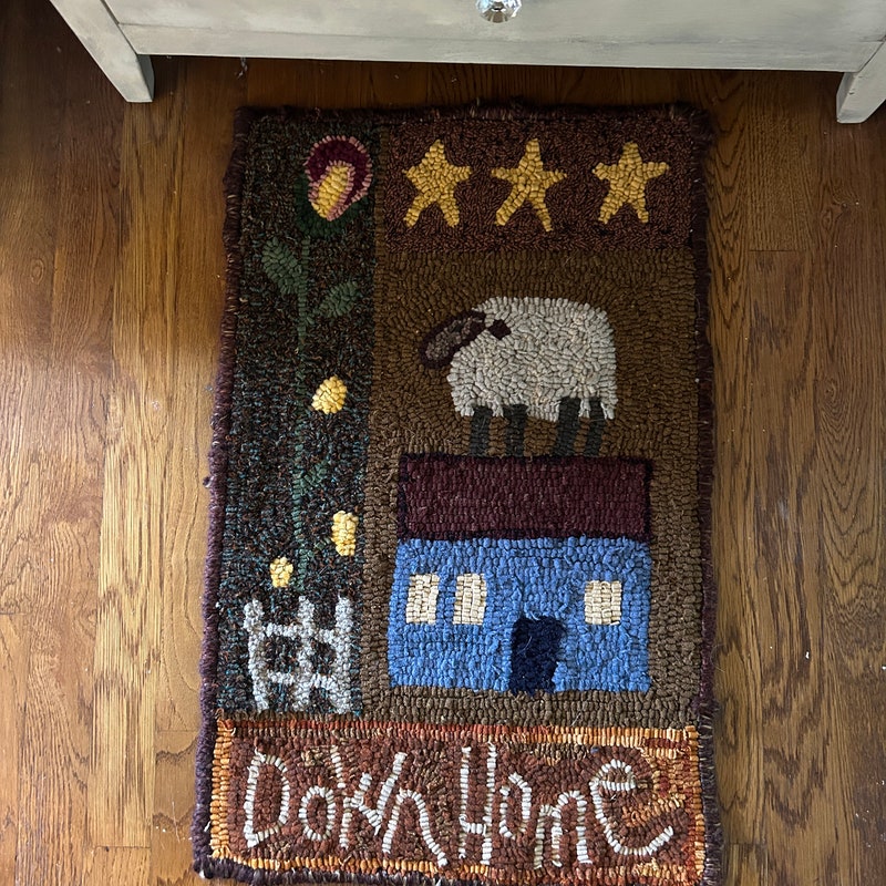 Primitive Hooked Rug - Etsy