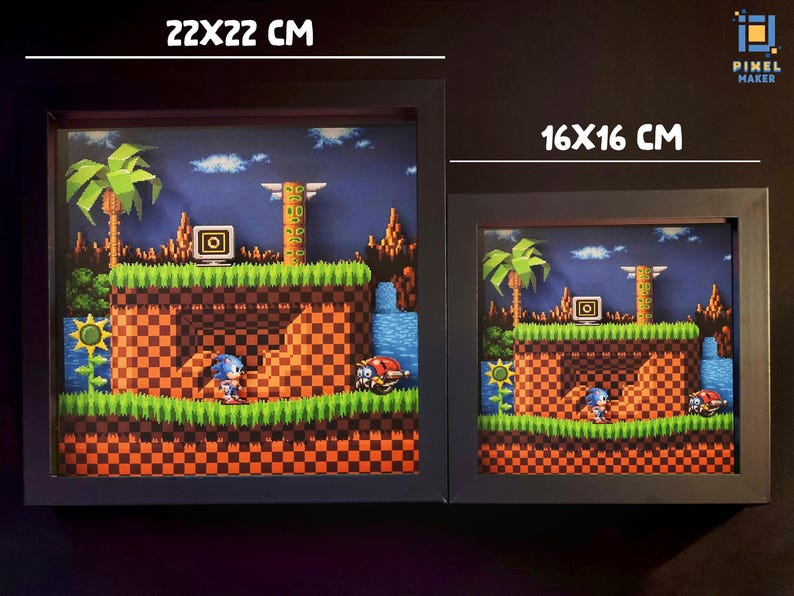 Sonic the Hedgehog - Shadow Box Pixel Art | Decorative Gaming Frame ...