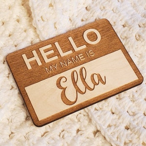 Wooden Hello My Name is Sign Birth Announcement Sign Baby - Etsy