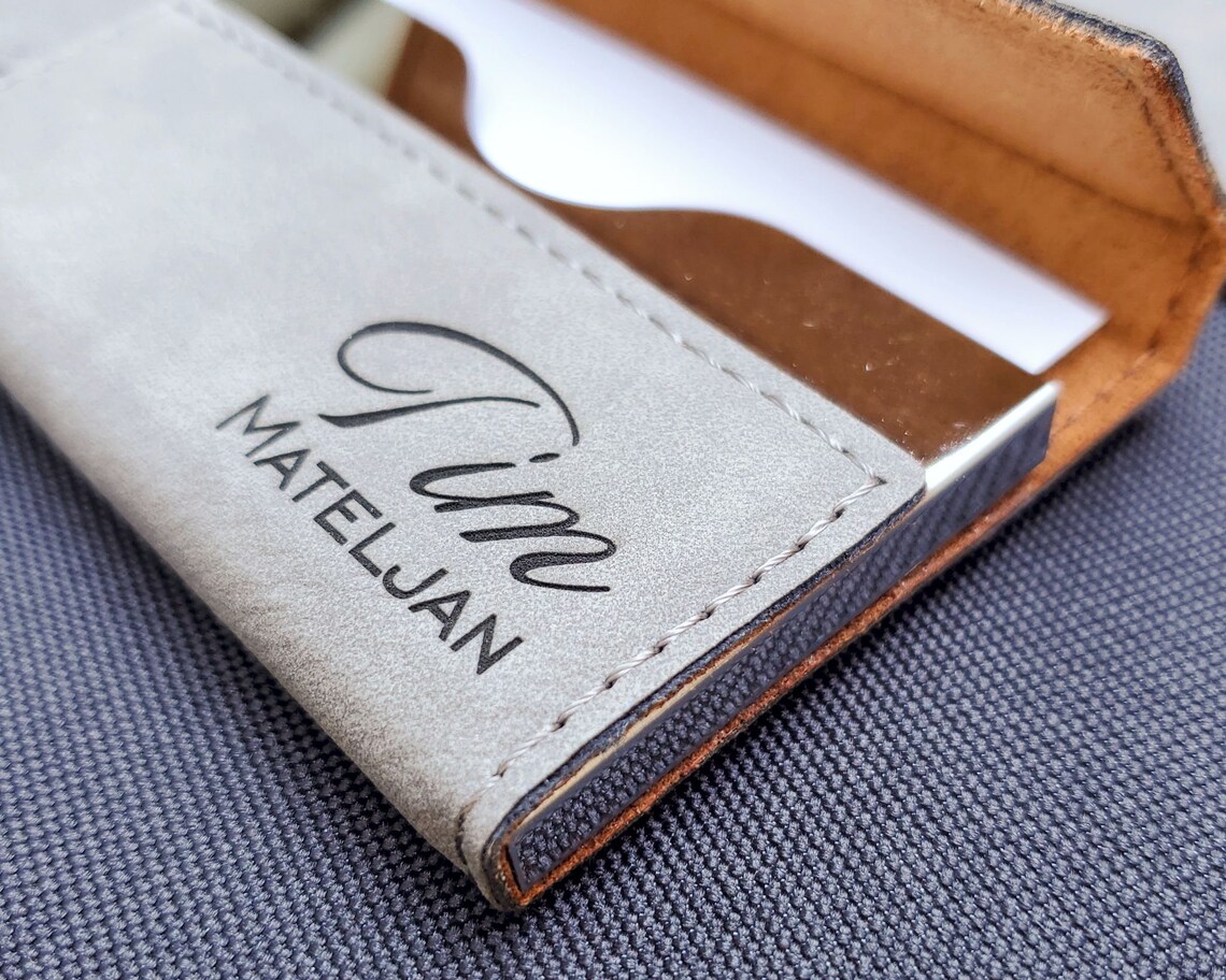 Custom Leatherette Business Card Holder Personalized Custom - Etsy