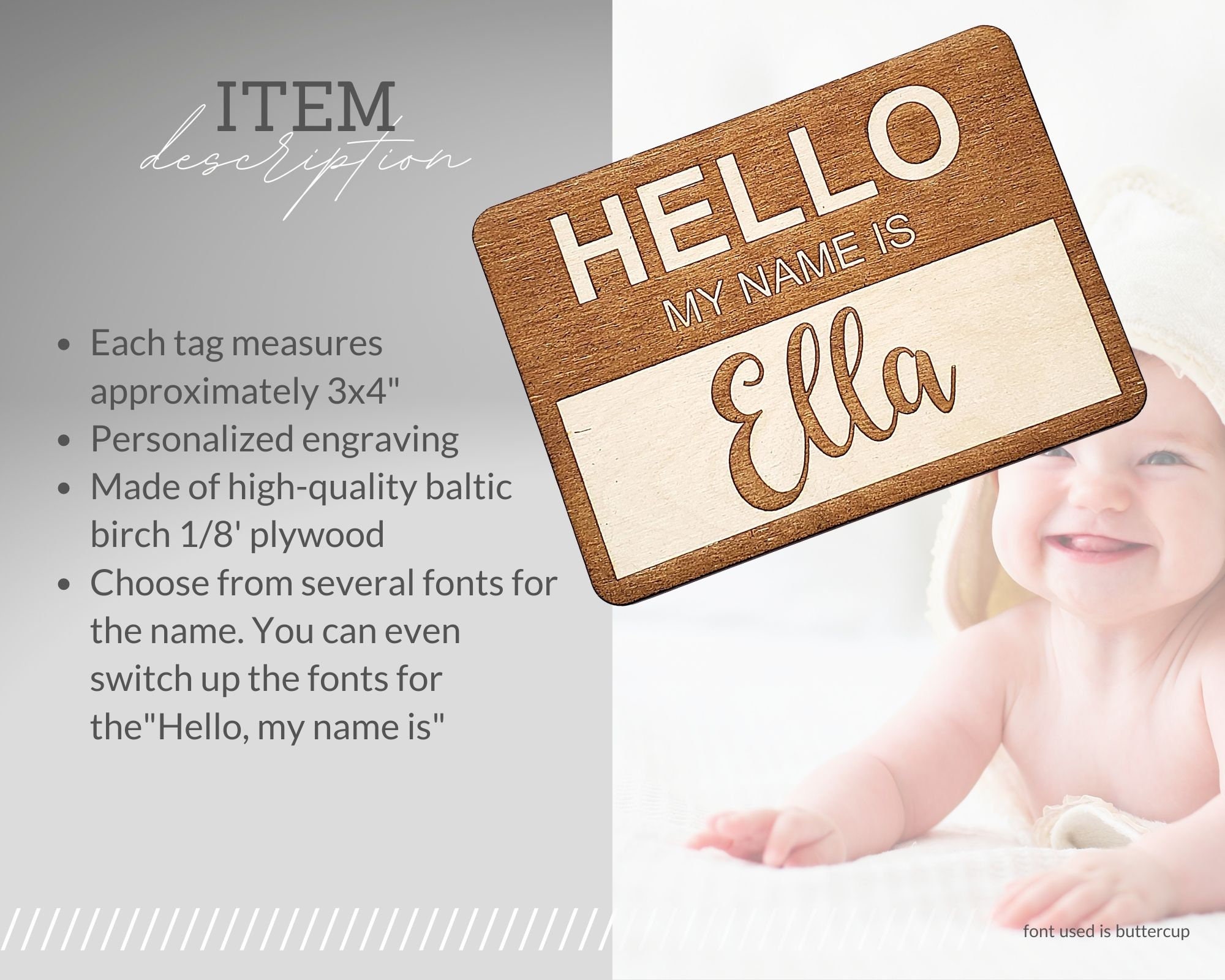 Wooden Hello My Name is Sign Birth Announcement Sign Baby - Etsy