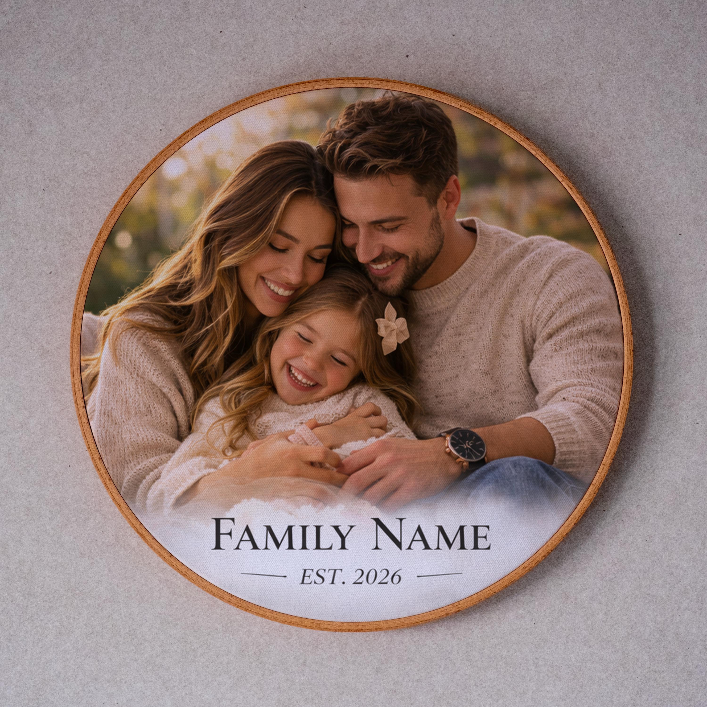 Custom Four Photo Wood Hoop Photo Block, Wood Hoop Photo Frame, Custom Photo Printing, Family Picture Gift, Personalized Photo Print
