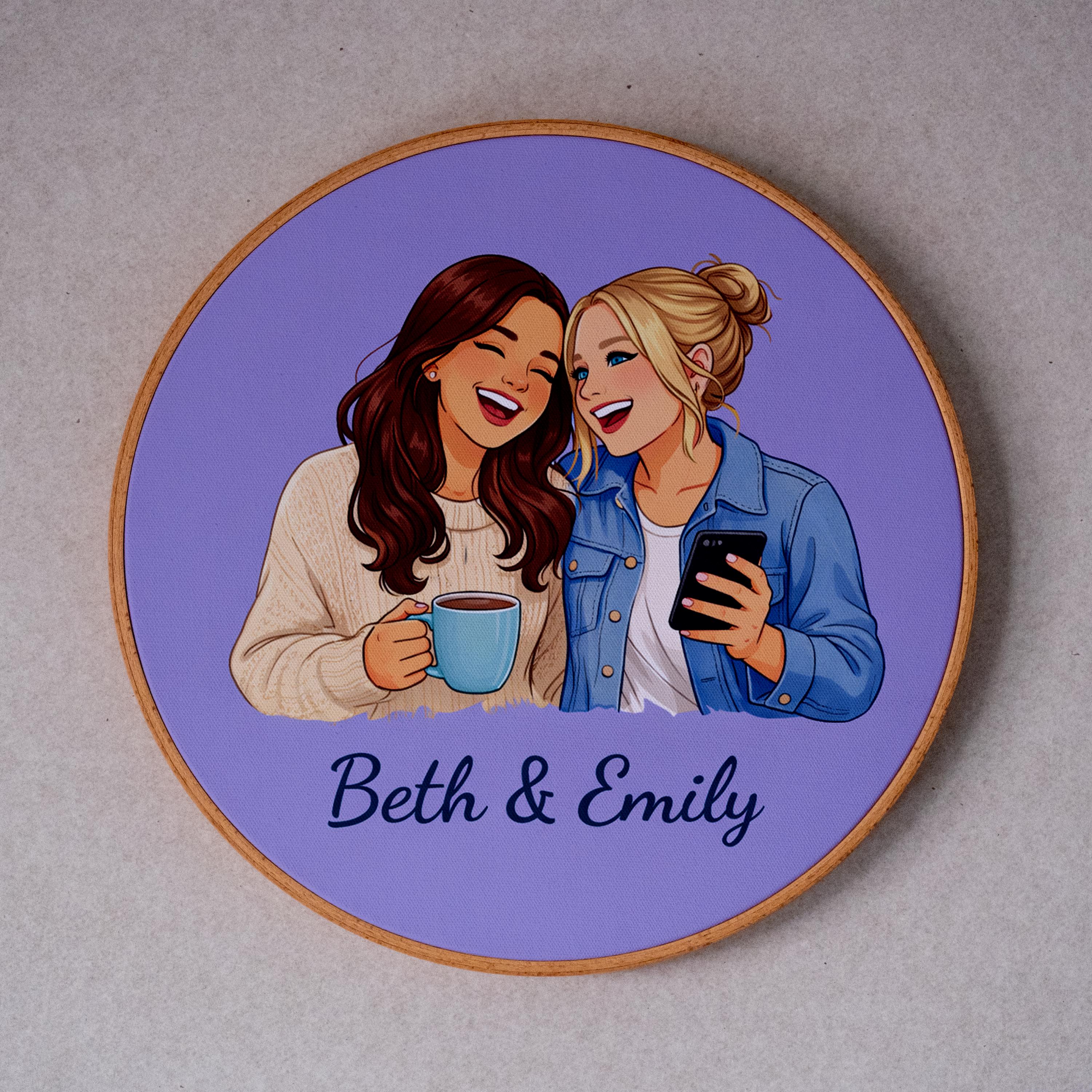 Custom Best Friend Portrait: Cartoon Illustration, Birthday Gift for Her, Personalized Gift for Sister