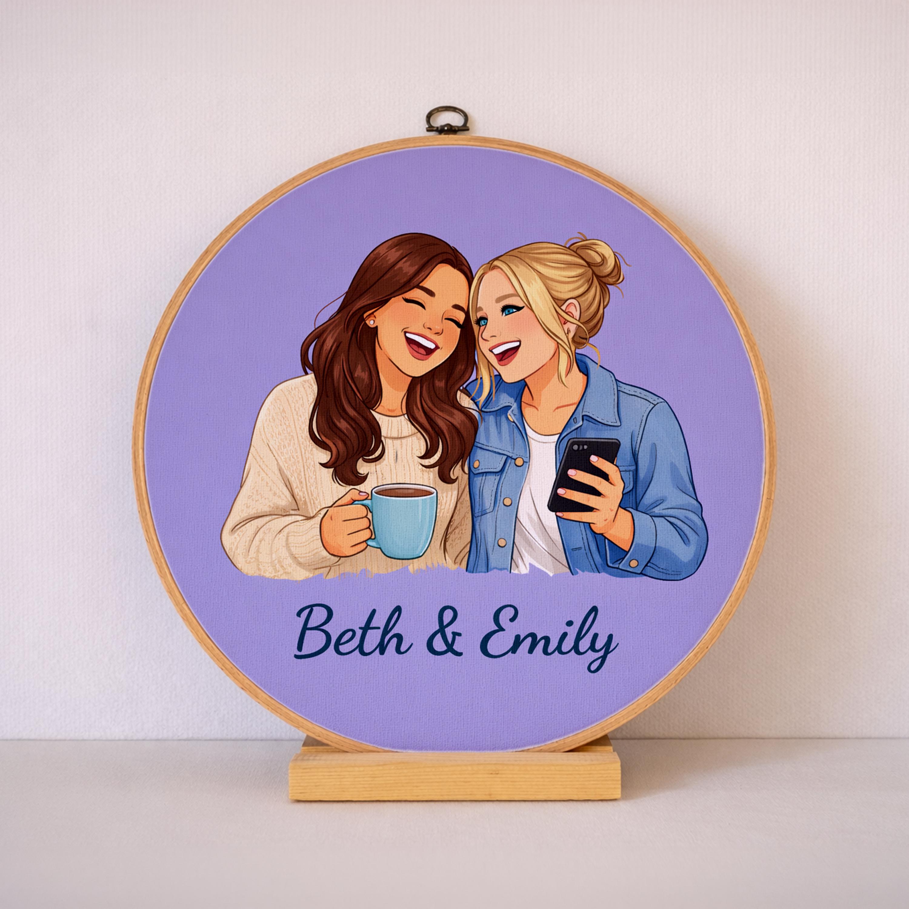 Custom Portrait, Painting from Photo, Best Friend Gift, Friends Prints, Hand Drawn Illustration, Birthday Gift for Her, Unique Gift for Him