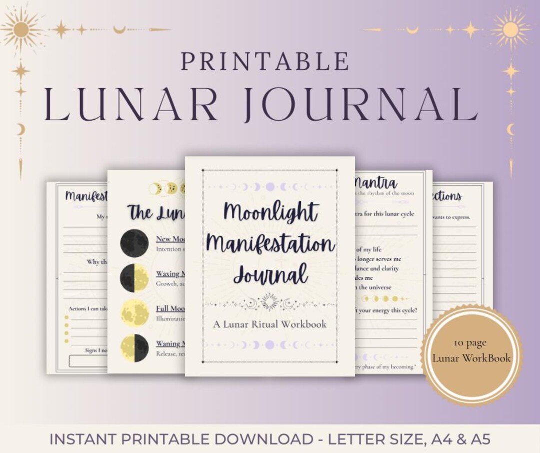 Printable Lunar Journal, Moon Ritual Workbook, Manifestation & Shadow ...