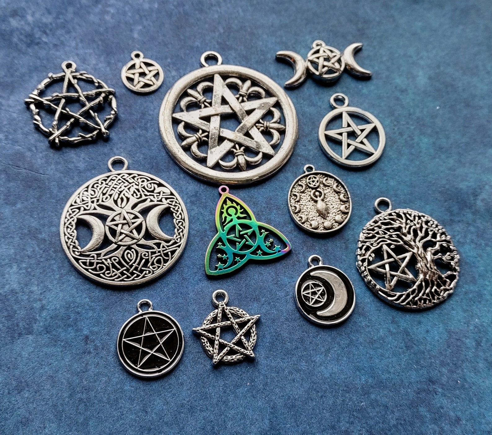 Pentagram Pendant Charm Collection in Silver Tone - C4067 - Etsy
