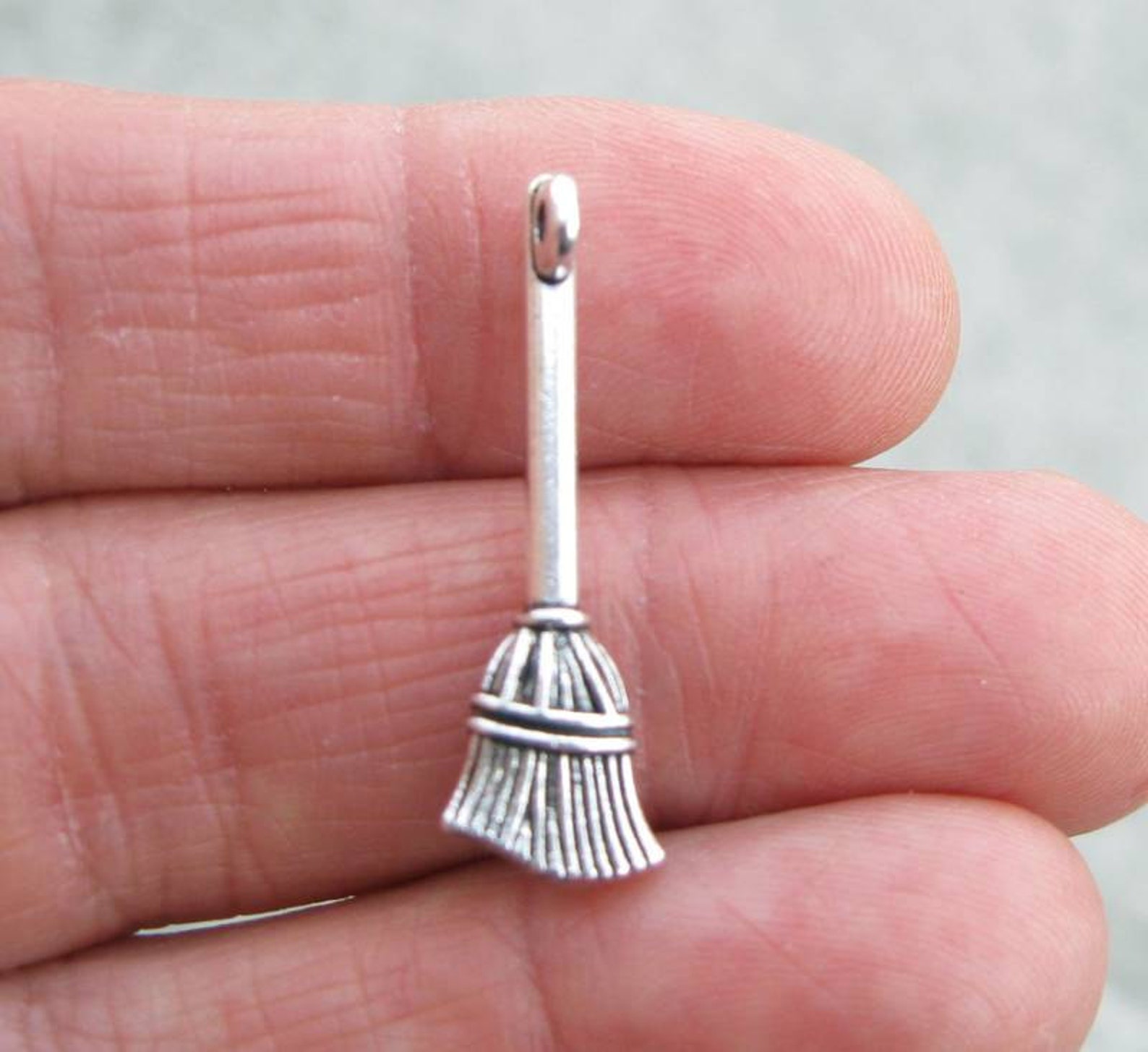 10 Broom Charms in Silver Tone Witch Cleaning Pendants C2519 | Etsy