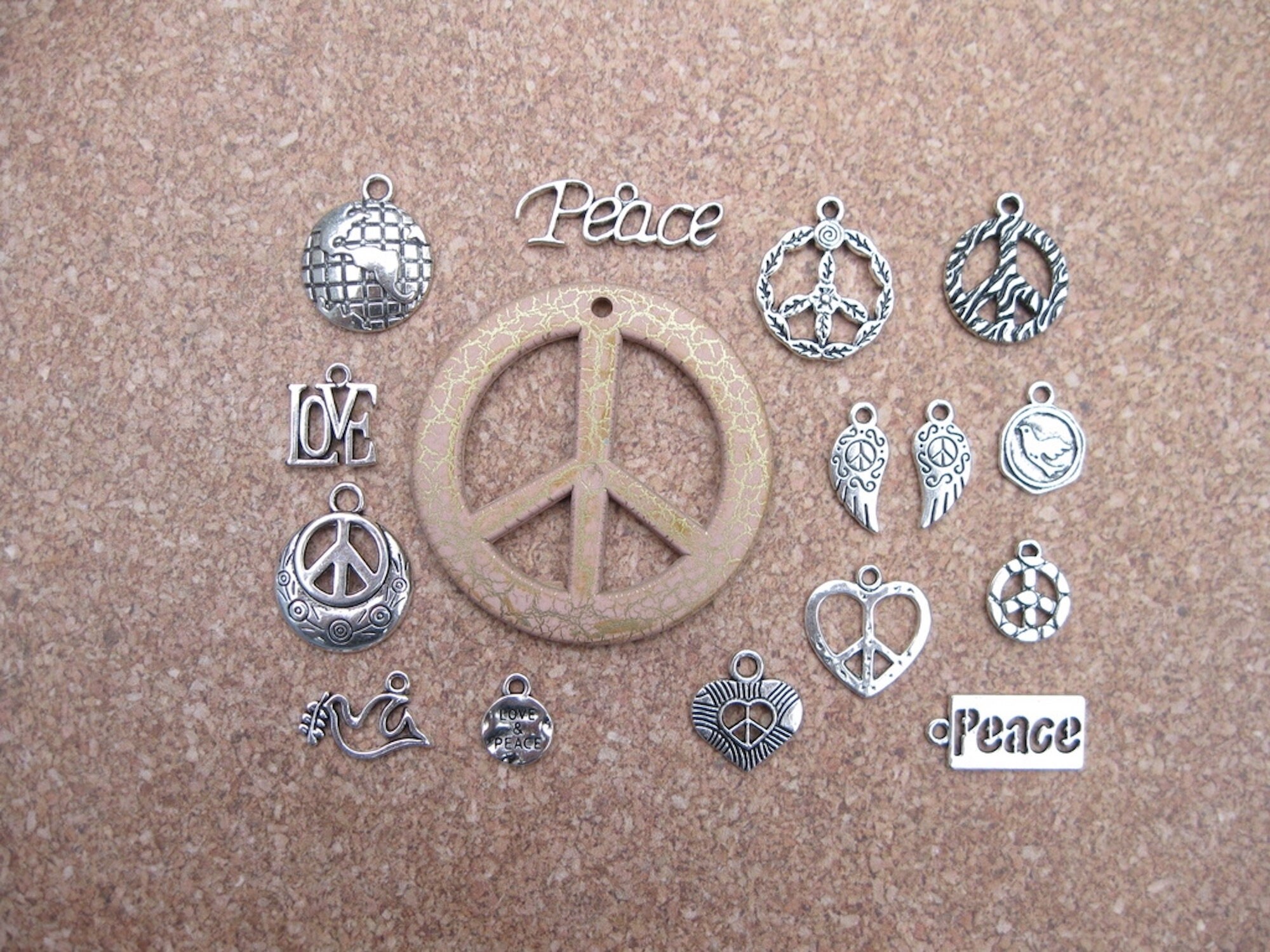 World Peace Charm Collection in Silver Tone / Pink Rose Gold - Etsy