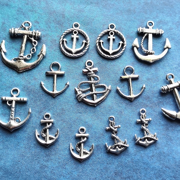 Silver Anchor Charms - Etsy