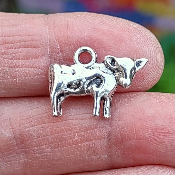 Silver Cow Charm - Etsy