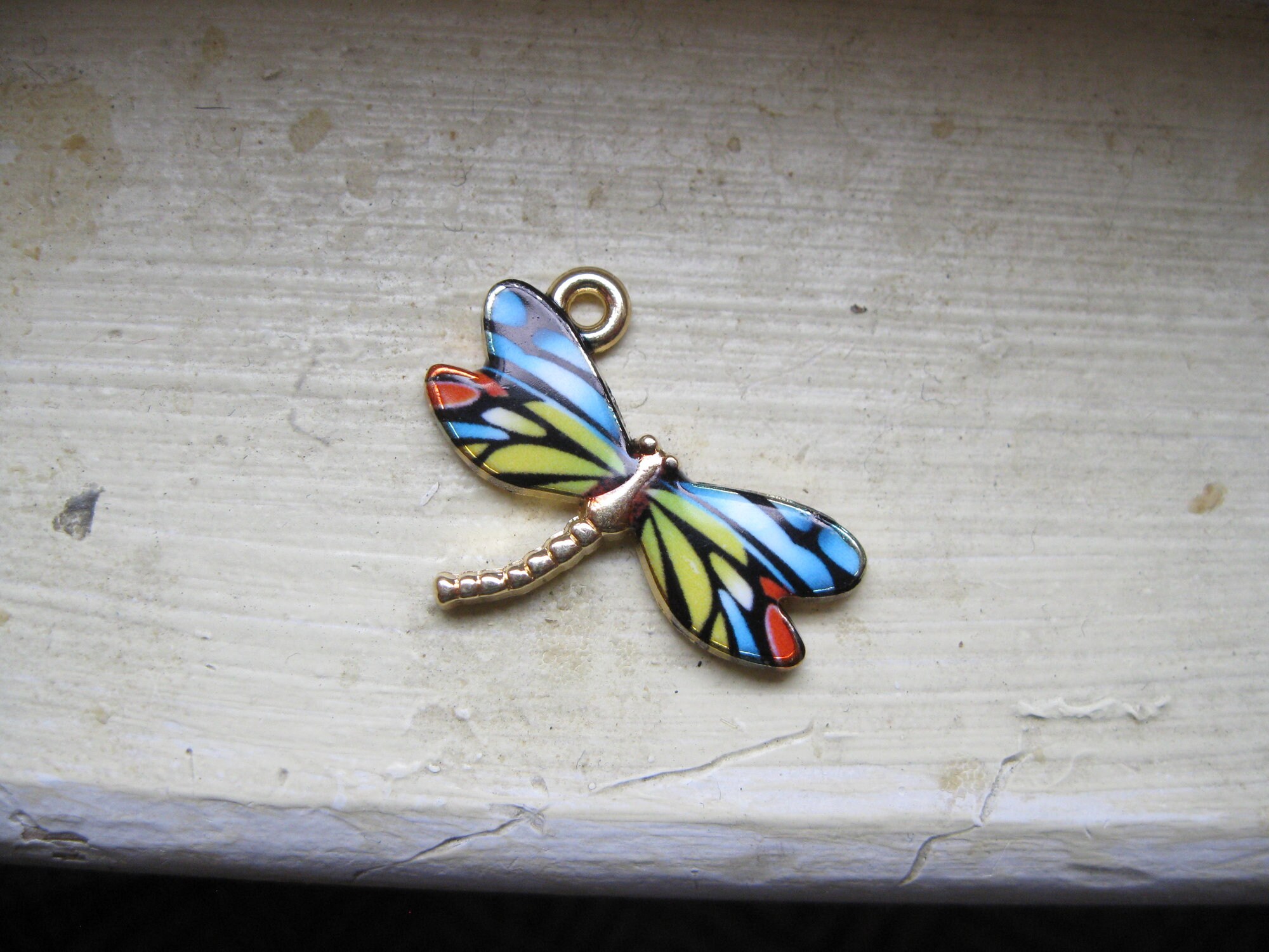 4 Dragonfly Charms in Blue Yellow Red Black and Gold C3442 | Etsy