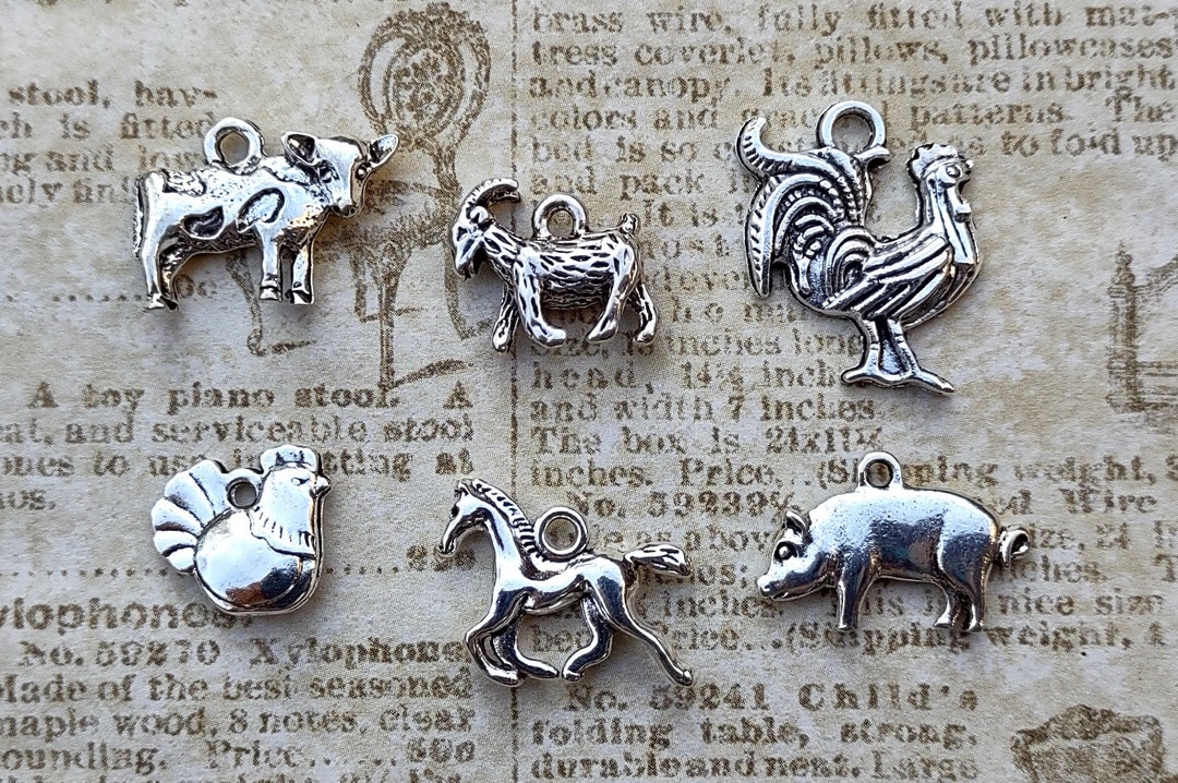 Farm Animals Charm Collection in Silver Tone - C3930 - Etsy