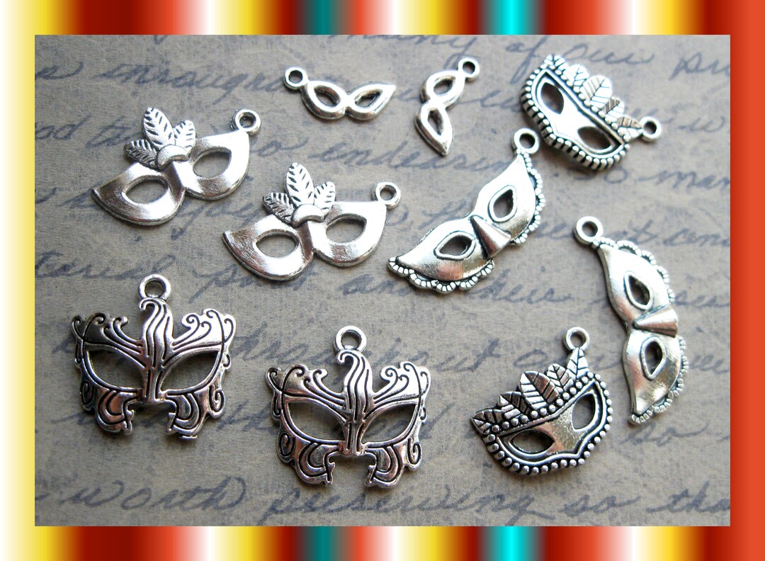 Mask Charm Collection in Silver Tone - C3529 - Etsy