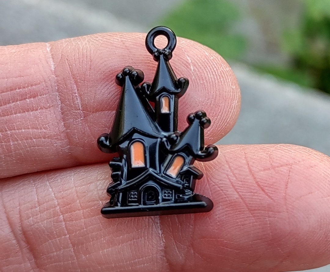 4 Haunted House Charms Pendants - Black Orange - C3850 - Etsy