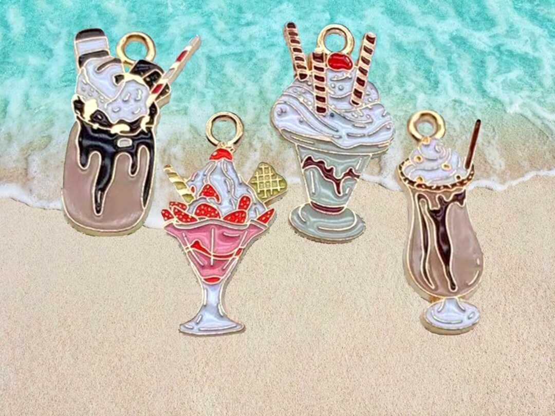 Ice Cream and Milkshakes Charm Collection in Multicolor Enamel - C3952 ...