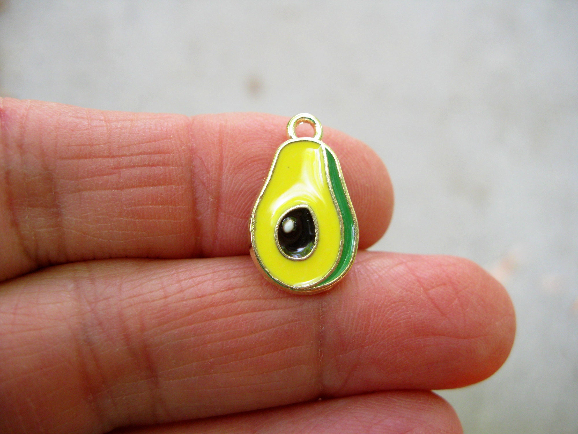 5 Avocado Charms Pendants Yellow Green Gold C3632 | Etsy