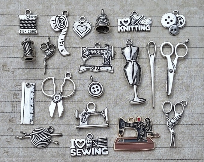 20 Sewing Crafts Charms Collection in Silver Tone - C4074 - Etsy