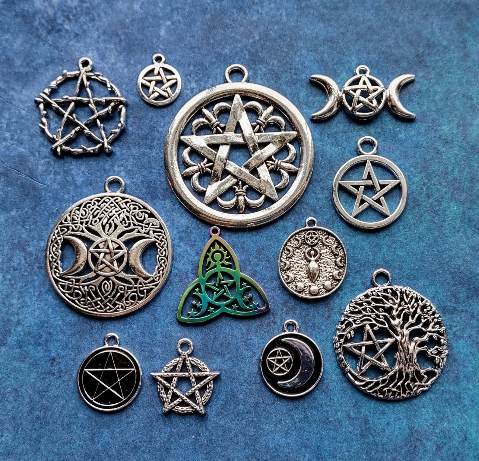 Pentagram Pendant Charm Collection in Silver Tone - C4067 - Etsy