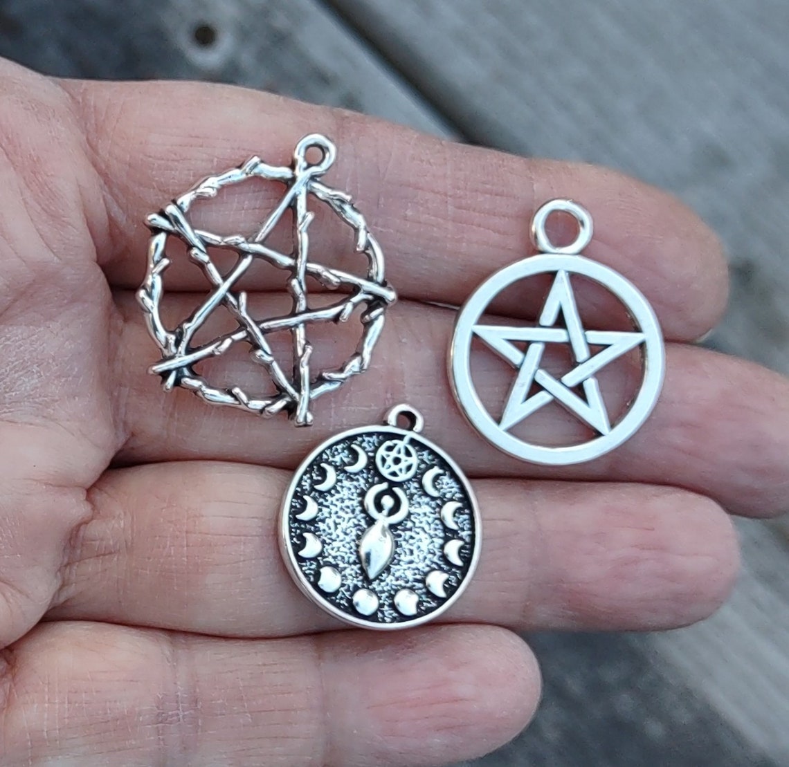 Pentagram Pendant Charm Collection in Silver Tone - C4067 - Etsy