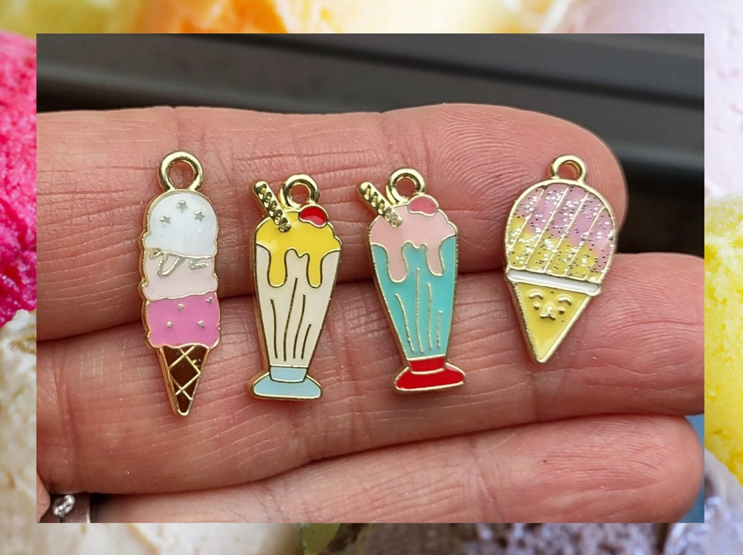 Ice Cream and Milkshakes Charm Collection in Multicolor Enamel C3751 - Etsy