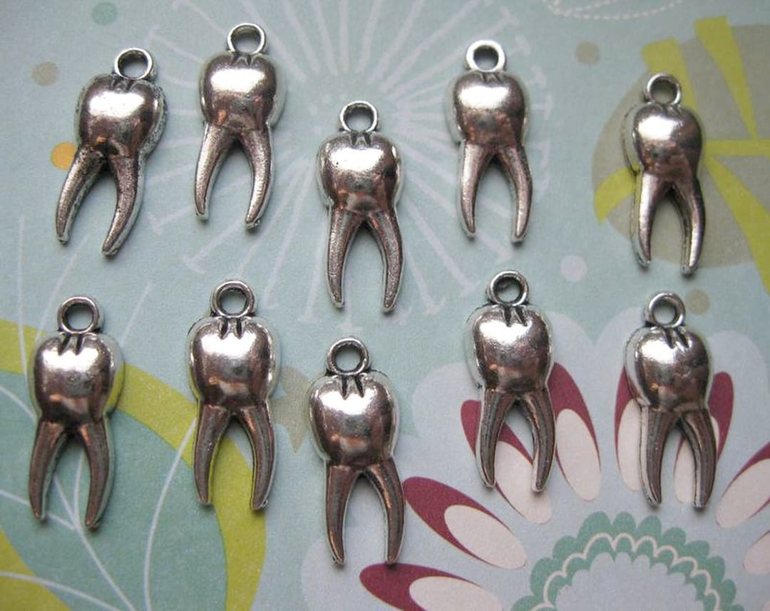 10 Tooth Charms in Silver Tone - Dentist Dental Pendants Teeth C1482 - Etsy