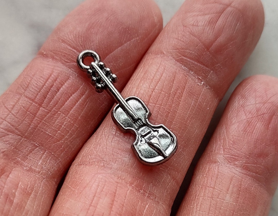 10 Violin Charms in DARK Silver Tone Gunmetal - C3957 - Etsy
