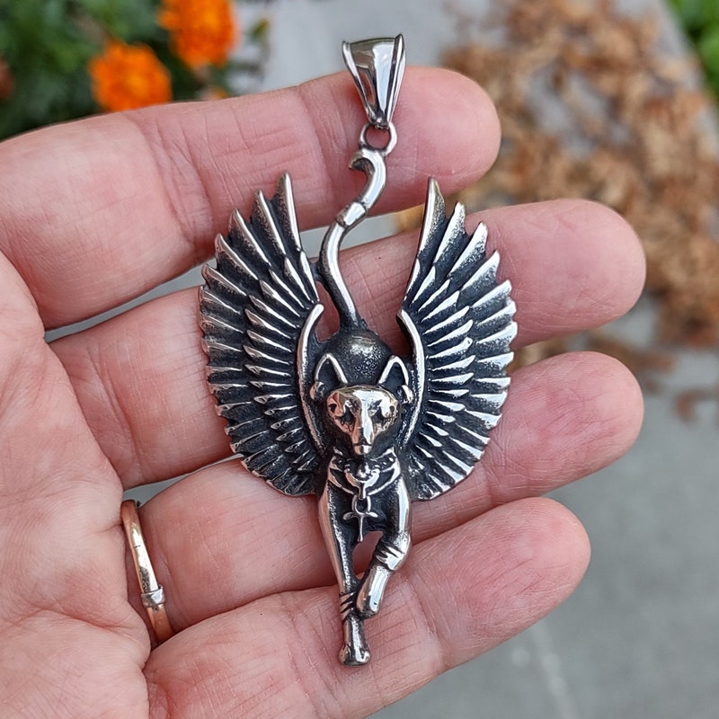 Silver Bastet Egyptian Cat Pendant - Etsy