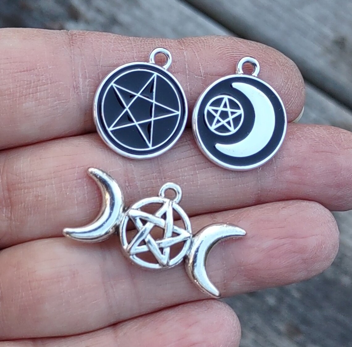 Pentagram Pendant Charm Collection in Silver Tone - C4067 - Etsy