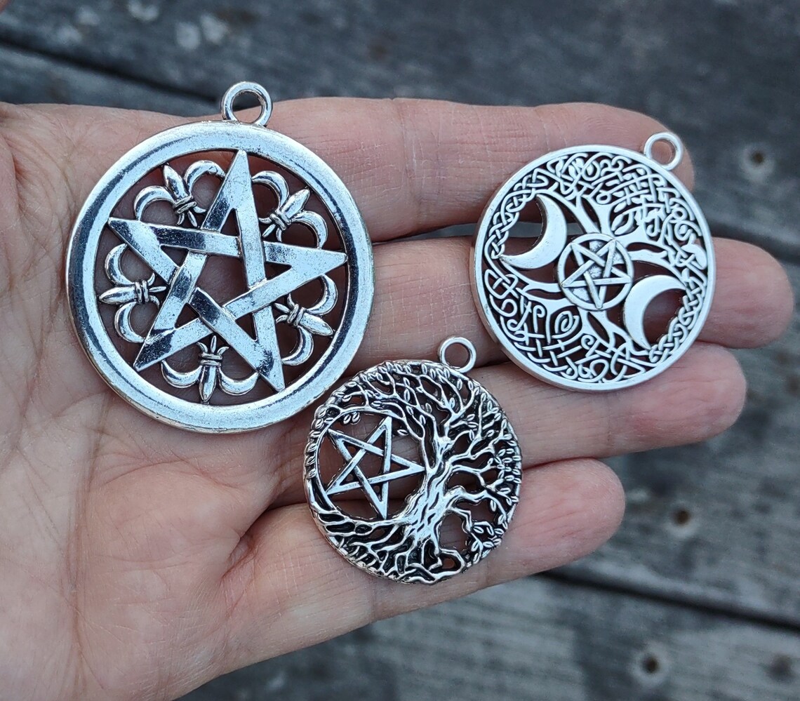Pentagram Pendant Charm Collection in Silver Tone - C4067 - Etsy