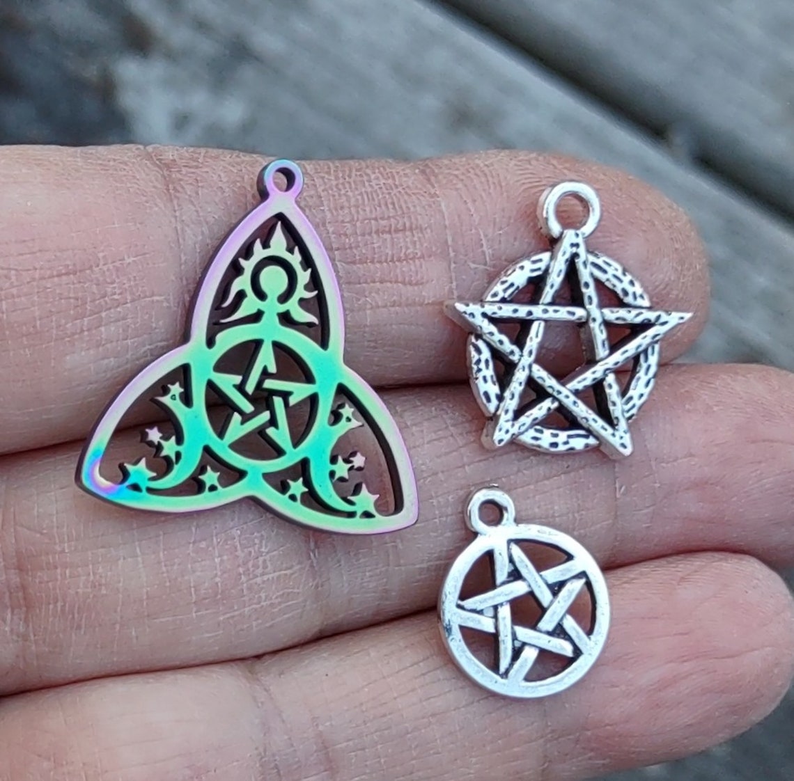 Pentagram Pendant Charm Collection in Silver Tone - C4067 - Etsy