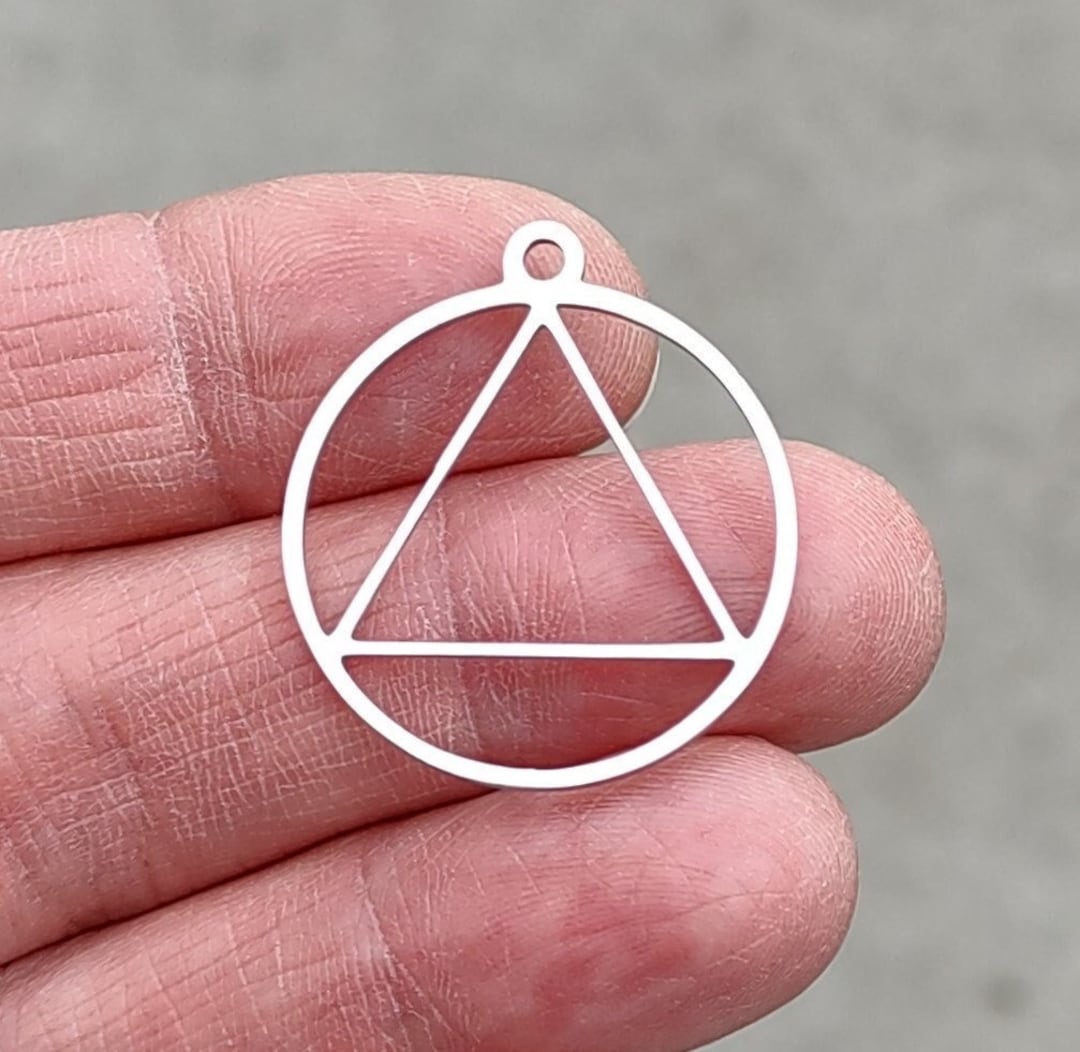 1 Triangle Circle / Recovery Symbol Pendant Charm in Stainless Steel ...