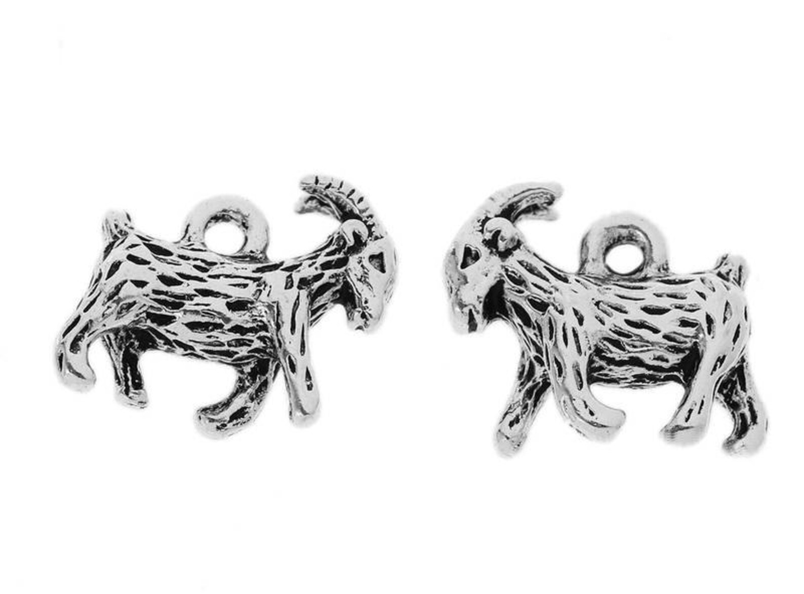 8 Goat Charms in Silver Tone C2350 - Etsy