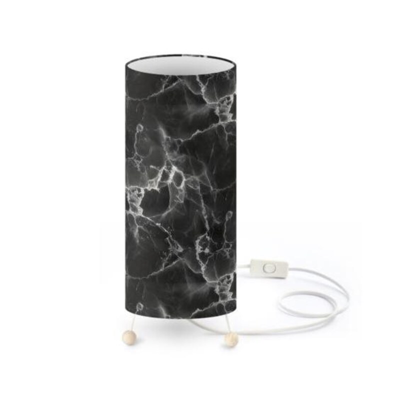 Black and White Marble Vein Flow, Cylinder Standing Lamp, Tall Rocket ...