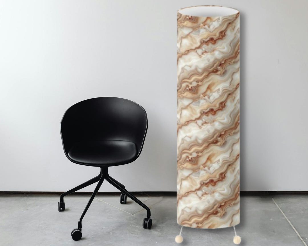 Neutral Marble Flow Standing Lamp, Beige Onyx Effect, Tall Cream ...
