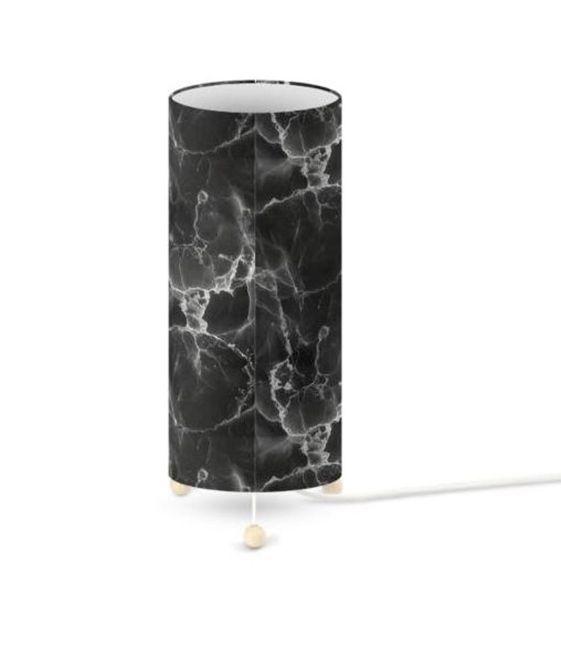 Black and White Marble Vein Flow, Cylinder Standing Lamp, Tall Rocket ...