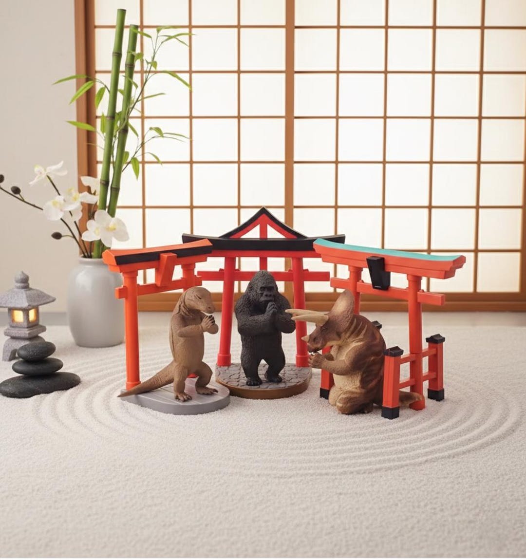 Miniature Japanese Torii Gate – Animal Prayer Torii Figurines – Zen ...