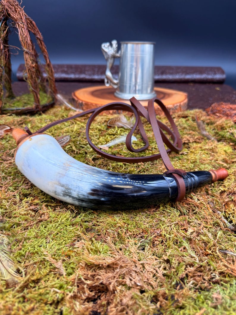 Gun Powder Horn With Leather Strap - Etsy