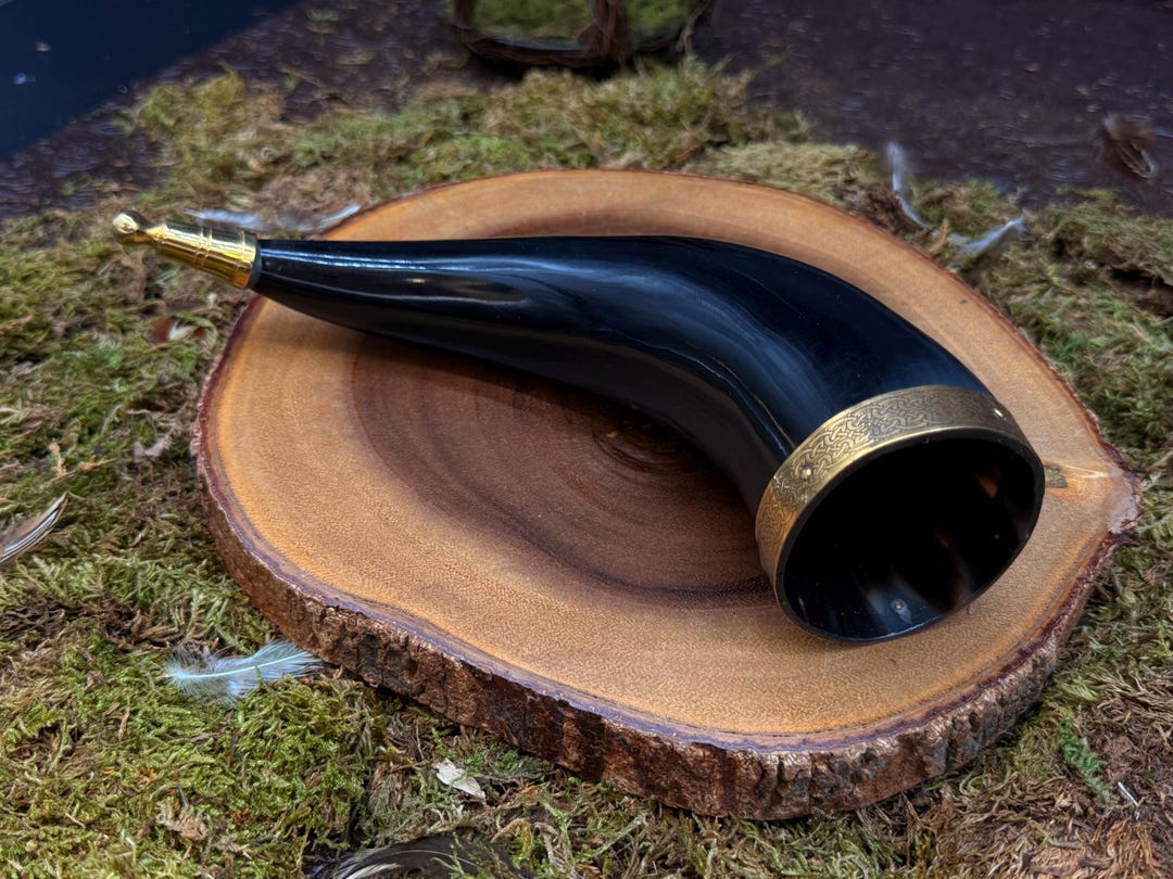 Large Ale Horn With Brass Decoration - Etsy