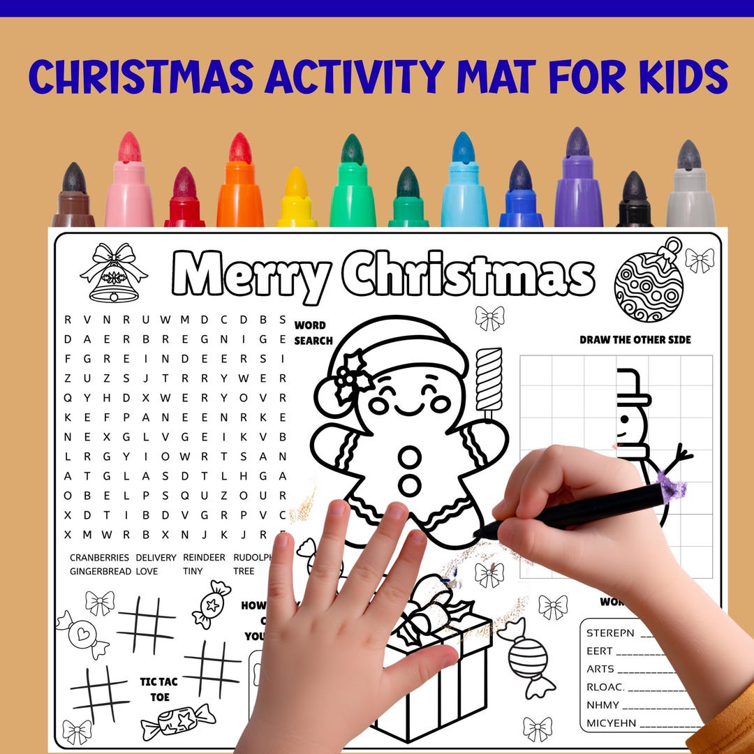 Christmas Activity Placemat for Kids - Etsy
