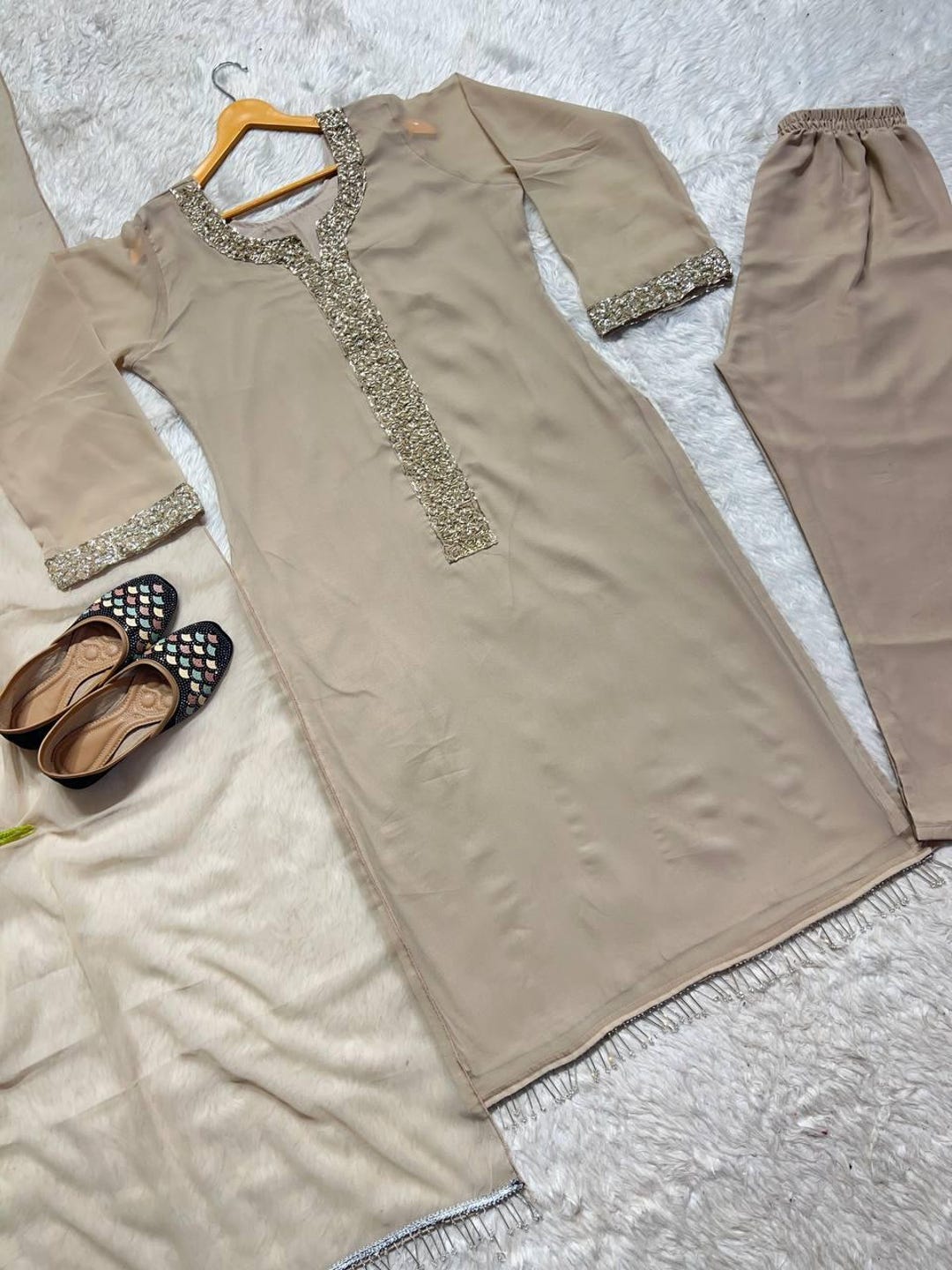 Fancy Hand Work Top and Pent With Dupatta - Etsy