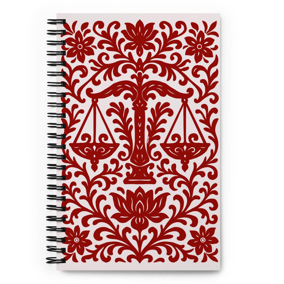 Libra Zodiac Notebook. Folk Art-inspired Hand-drawn Spiral Journal for ...