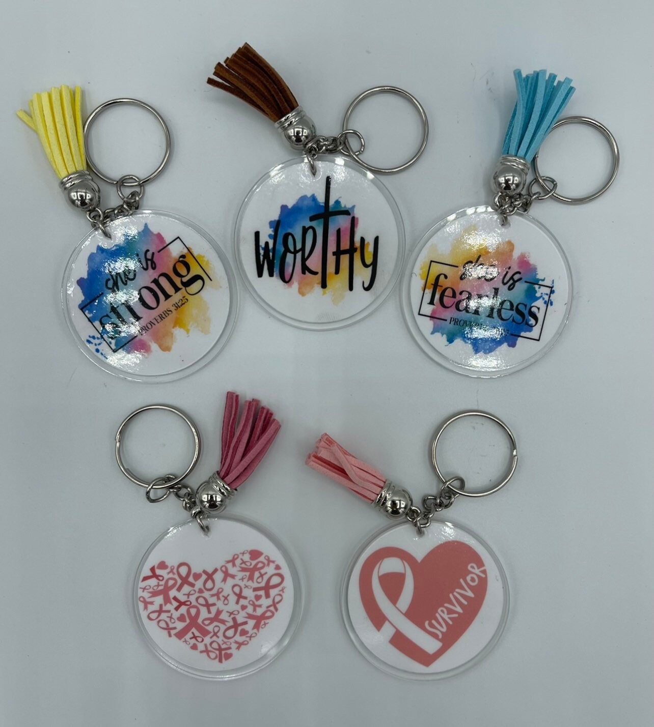 Motivational/spiritual Message Key Chains With Tassel - Etsy